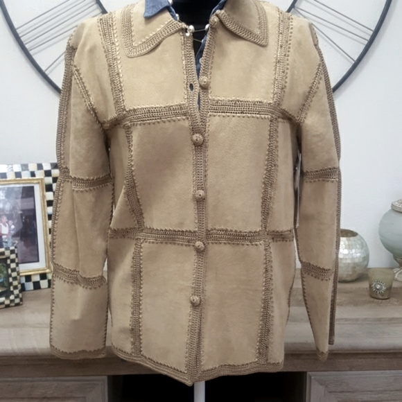 S.M.H Boutique | Jackets & Coats | Camel Suede Embroidered Jacket ...